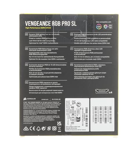 CORSAIR Vengeance RGB PRO SL 32GB (4x8GB) DDR4 3600 (PC4-28800) C18 1.35V - White