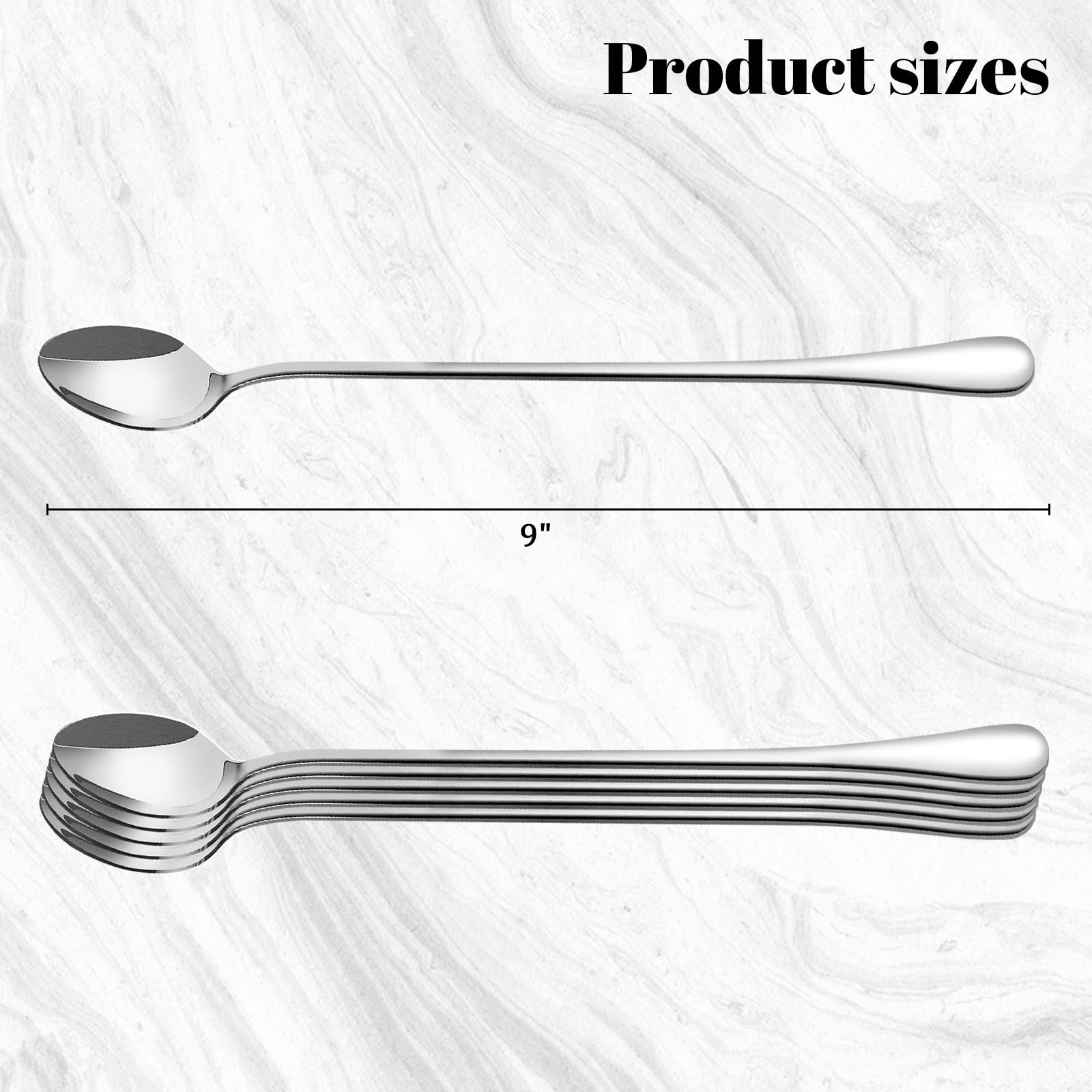 LOVEINUSA Long Handle Spoon, Coffee Stirrers 9-inch Ice Tea Spoon Stainless Steel Iced Teaspoon for Mixing Cocktail Stirring Milkshake Coffee Bar, 2 PCS