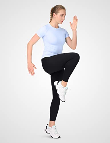 MathCat Workout Shirts for Women Short Sleeve, Workout Tops for Women, Quick Dry Gym Athletic Tops,Seamless Yoga Shirts Blue