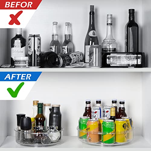 Lazy Susan Organizer for Cabinet, 12 Inch &10 Inch Clear Lazy Susan Turntable for Fridge, Pantry Organization and Storage, Kitchen Spice Rack, Bathroom, Vanity, Countertop, Under Sink and Table