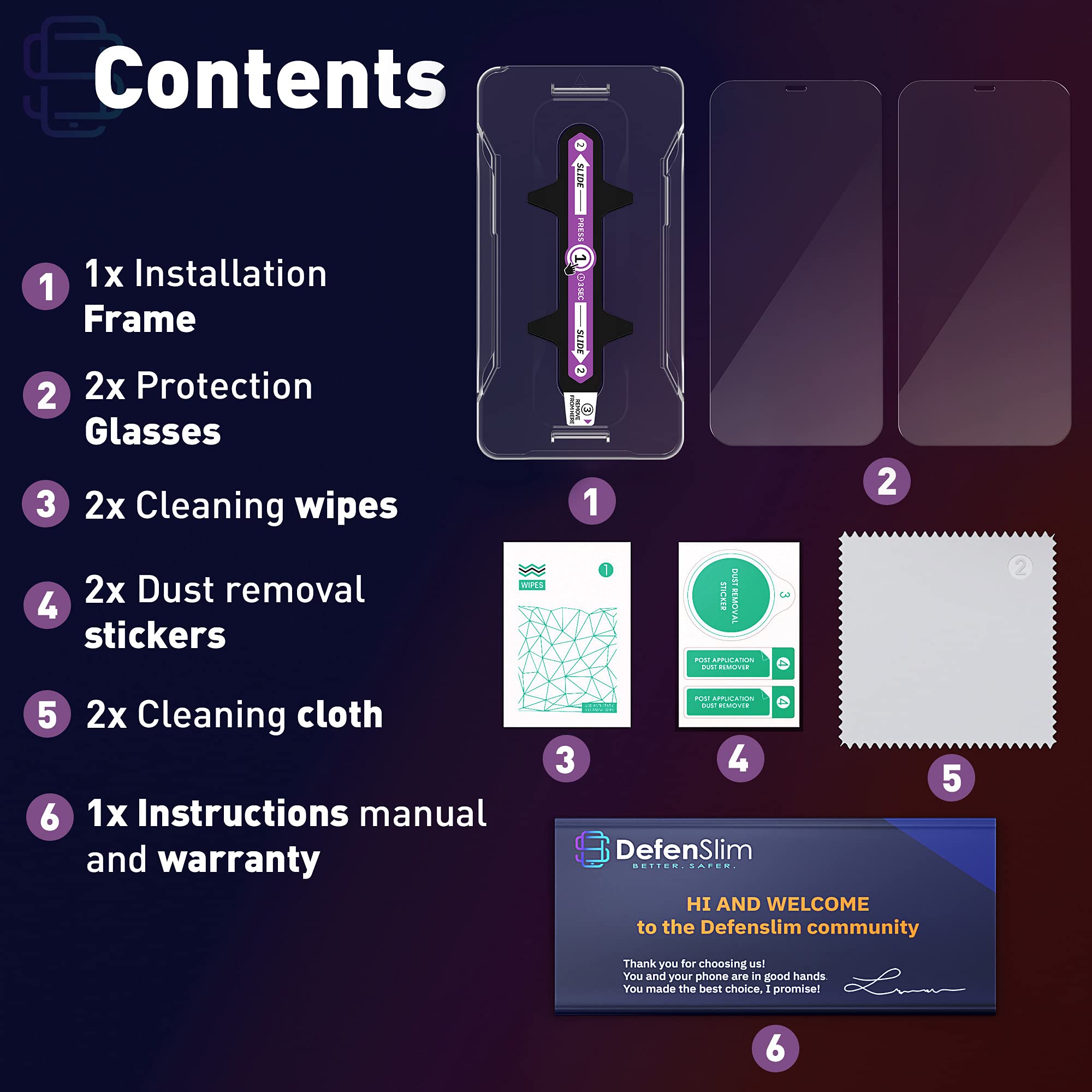Defenslim for iPhone 13 Pro Max Screen Protector [2-Pack] with Easy Auto-Align Install Kit - Tempered Glass for iPhone 13 Pro Max (6,7") - New Glass with Your Next Phone