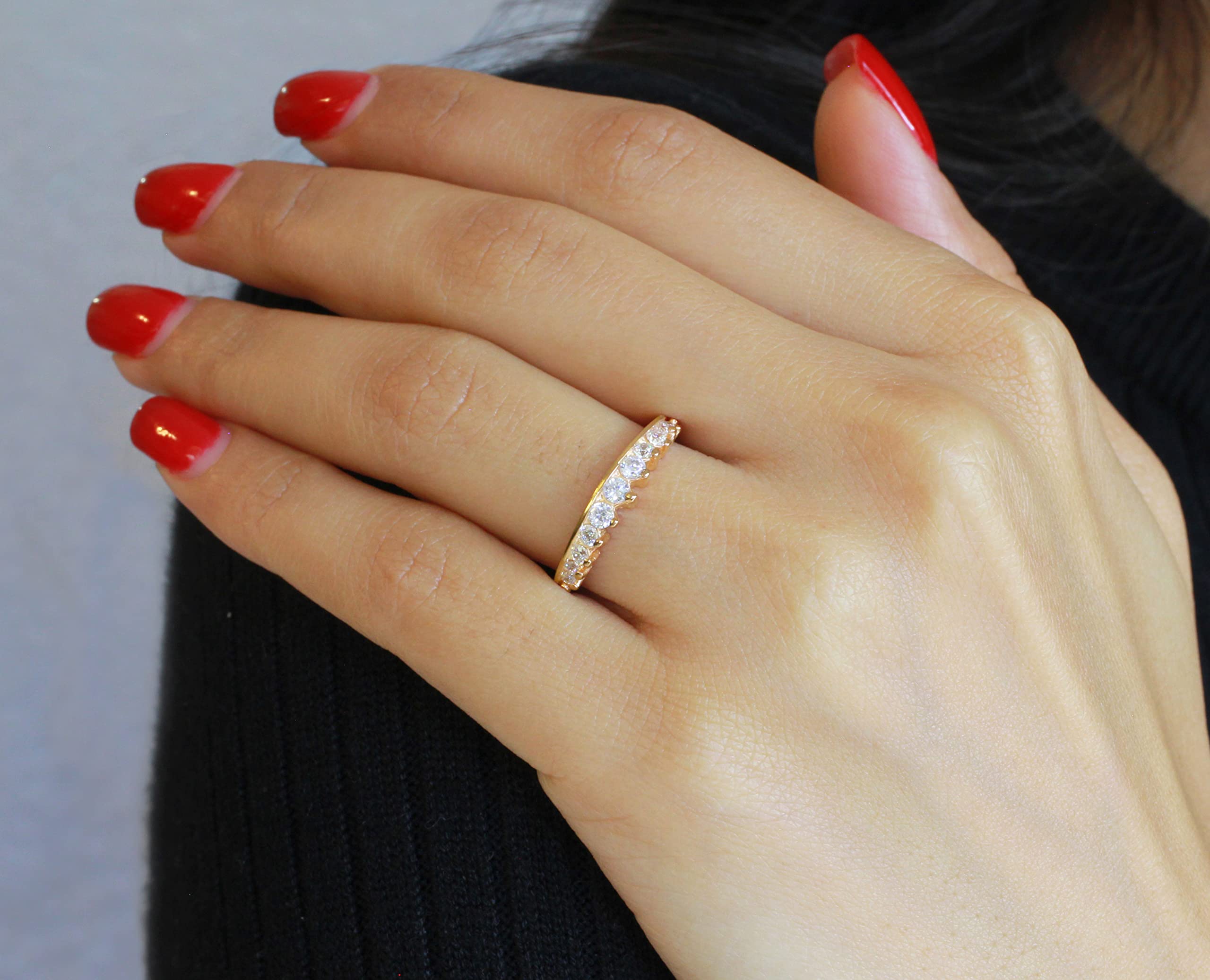 CloseoutWarehouse Cubic Zirconia Journey Tiara Ring Yellow Gold-Tone Plated Sterling Silver Size 15