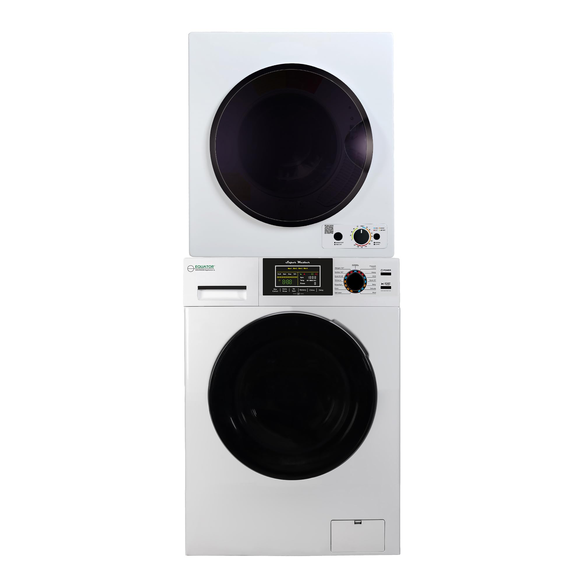 Equator Digital Touch Apartment 110V Set 18lbs Washer+Vented 3.5cf Auto/Time Dry