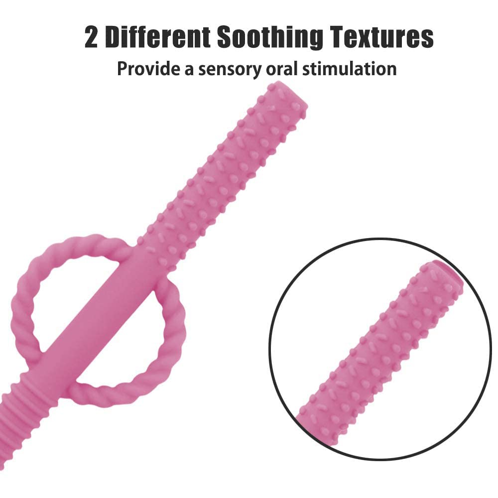ERSIHUA Silicone Baby Teether Tubes 6 Pack Hollow Teether Tubes Chew Straw Toy for Babies BPA Free