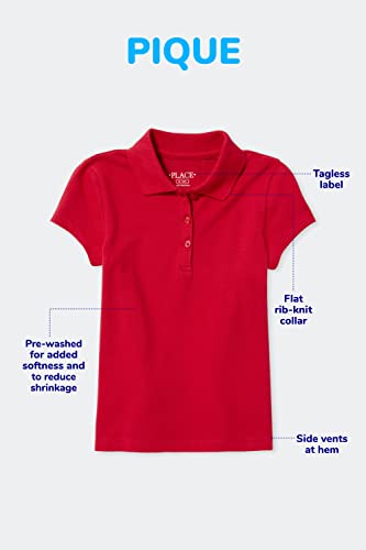 The Children's Place girls Short Sleeve Ruffle Pique Polo Shirt, Tidal/White 4 Pack, Medium US