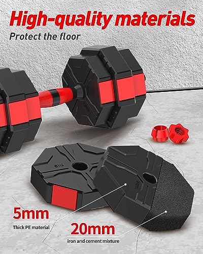 Loupusuo Adjustable Dumbbell Set 55LBS/70LBS Free Weights Set with Connector, 4 in1 Dumbbells Set Used as Barbell, Kettlebells, Push up Stand, Fitness Exercises Home Gym Workouts for Men/Women(55LBS)