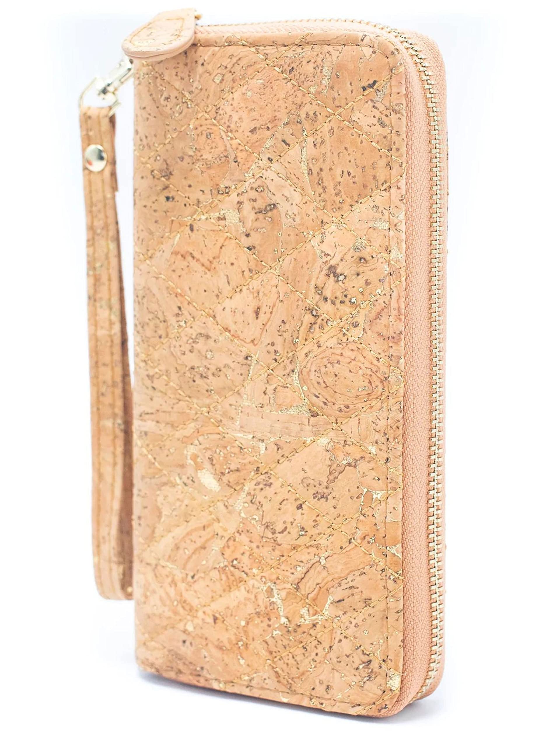 Golden Handmade Vegan Natural Portuguese Cork Wallet Wristlet for Women