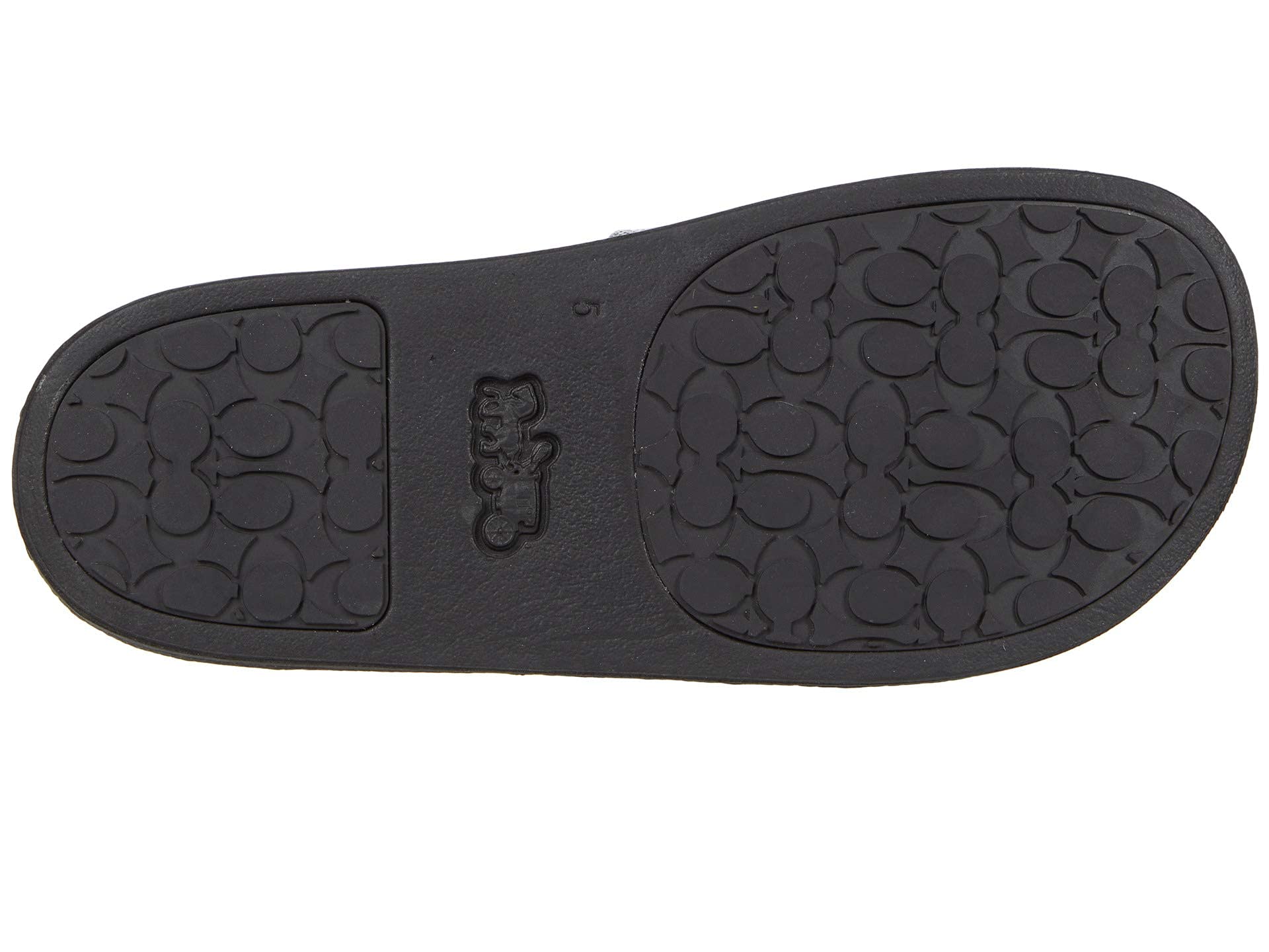 Coach® Udele Slides for Women – Textured Leather Upper – Round Toe Silhouette – Synthetic Outsole Charcoal/Black Mixed Material 9 M