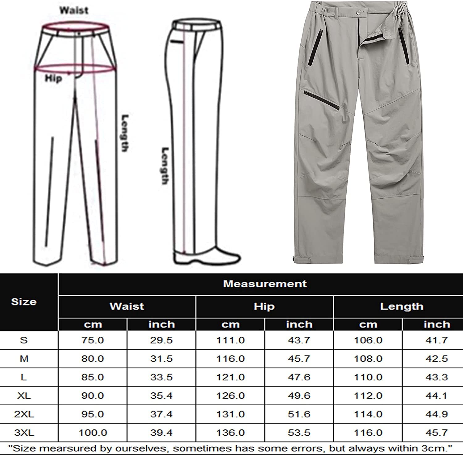 COOFANDY Men's Outdoor Hiking Pants Breathable Lightweight Quick Dry Running Pants Zipper Pockets Navy Blue