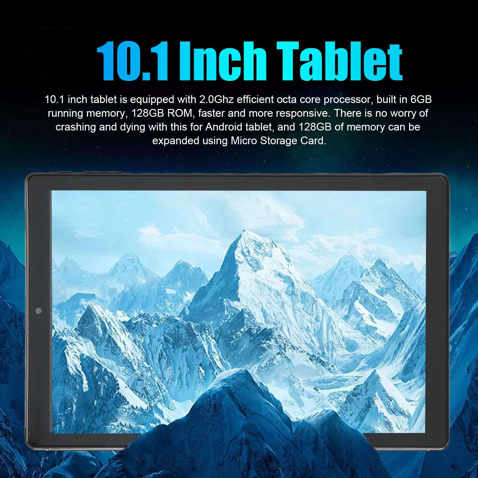 DAUZ Tablet, Front 5MP Rear 8MP 6GB RAM 128GB ROM 10.1in Tablet Support 4G Calls US Plug 100-240V for Study Entertainment (Black)