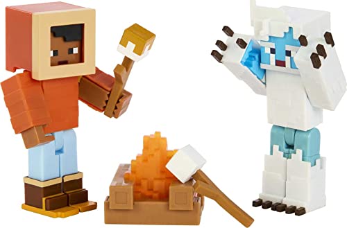 Mattel Minecraft Game, Creator Series Action Figures and Accessories, Camp Enderwood Steve and Mob Figures, Collectible Gift for Kids