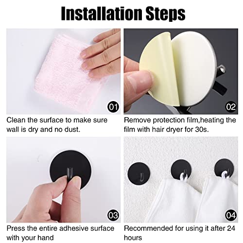 Sticky Hooks Hooks for Hanging Wall Hanger Adhesive Hooks Heavy Duty Stick on Wall Hooks Towel Hooks Door Hooks Black