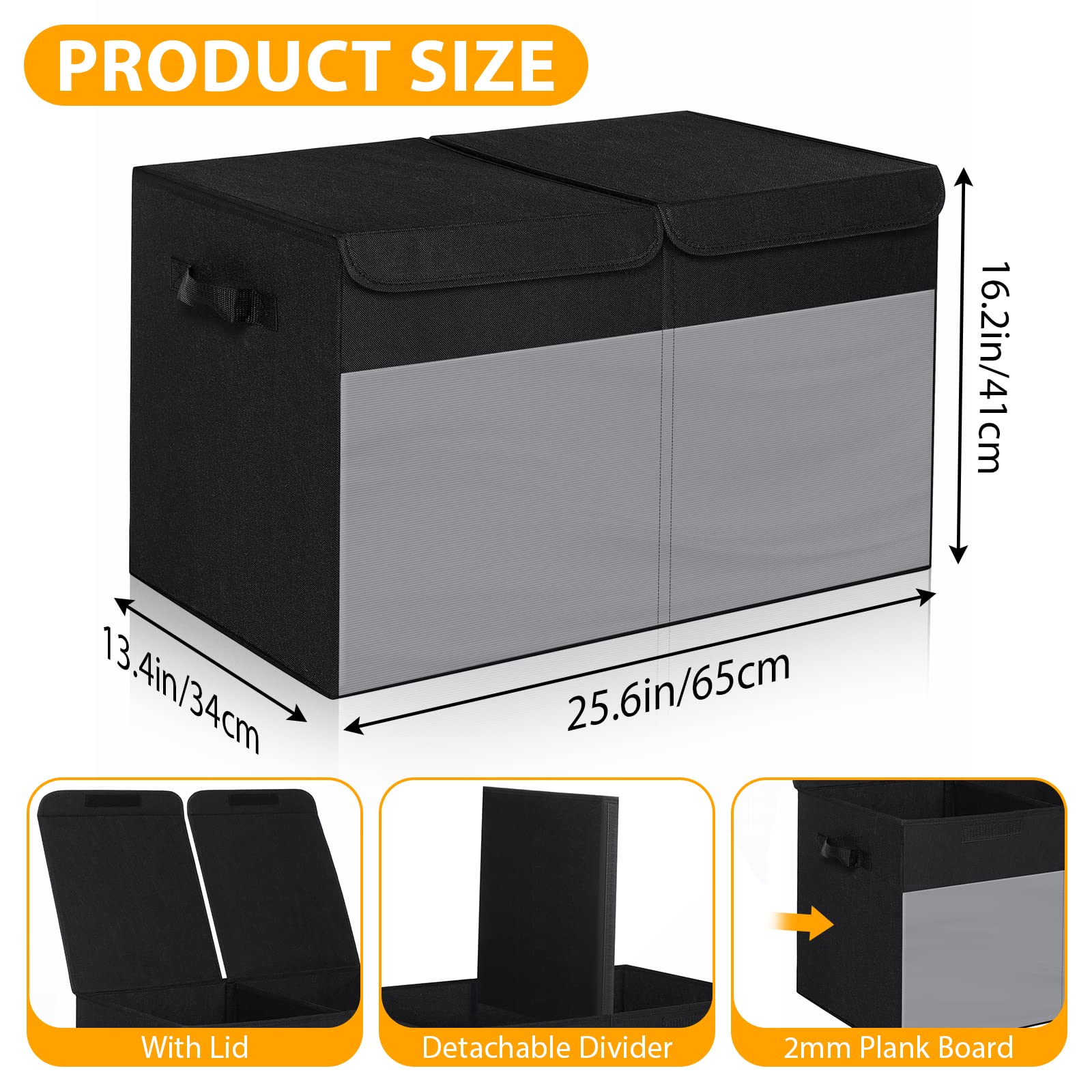 GARPROVM Organizer Chest Extra Large for Boys and Girls with Flip-Top Lid, Big Kids Box Chest, Foldable Fabric Storage Chest Organizer for Clothes Books Bedding (Visual Window)