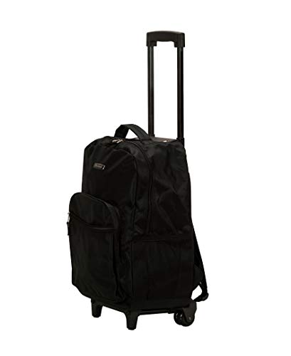 Rockland Double Handle Rolling Backpack, Black, 17-Inch