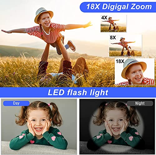 Rawiemy Video Camera Camcorder HD 2.7K 48.0MP Video Recorder Camera Vlogging Camera for YouTube Kids Camcorder with 3" LCD Screen,Remote,2 Batteries and 32G SD Card