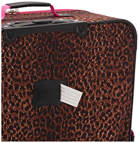 Rockland Vara Softside Upright Luggage, Pink Leopard, 3-Piece Set (20/22/28)