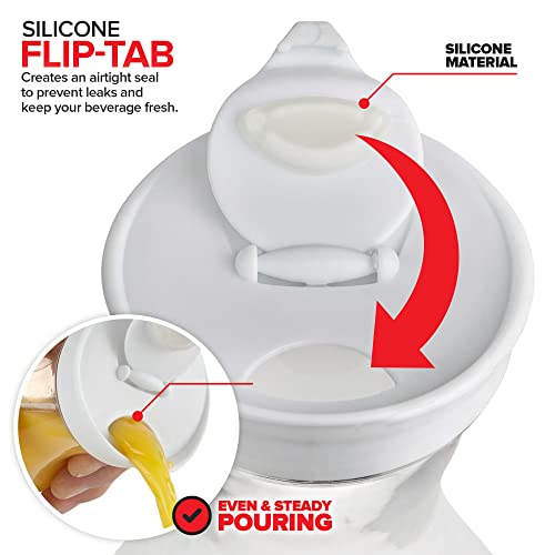 Stock Your Home 50 oz Square Carafes Plastic Juice Carafe with Lids (Set of 4) 50 oz Carafes for Mimosa Bar, Drink Pitcher with Lid, Water Bottle, Milk Container, Clear Beverage Containers for Fridge