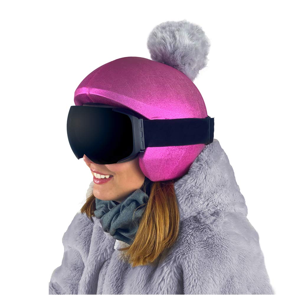 Coolcasc Exclusive Pink, Pon-pon Grey β Universal Helmet Cover