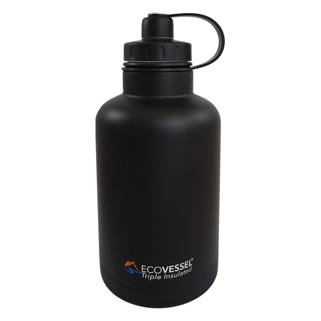 EcoVessel Vacuum Insulated Large Travel Growler Bottle for Water, Beer, and Tea - Stainless Steel 64 oz Thermos Water Bottle with Infuser Filter and Wide Mouth Dual Opening Cap BOSS