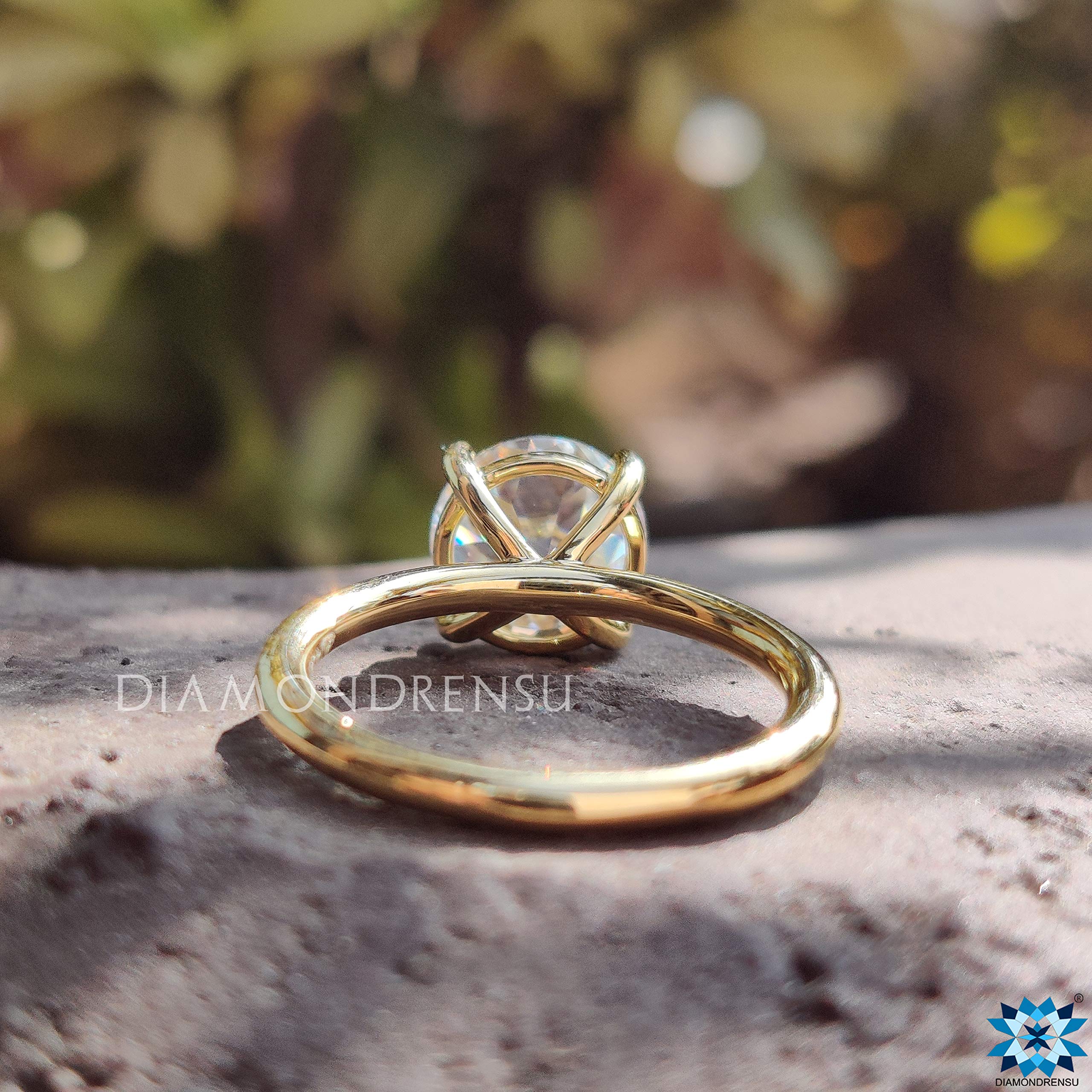Diamondrensu 2.56 CT Round Old European Cut Colorless Moissanite Solitaire Ring, Wedding Ring, Engagement Ring, 14K Yellow Gold, Ring Size 4.75 US
