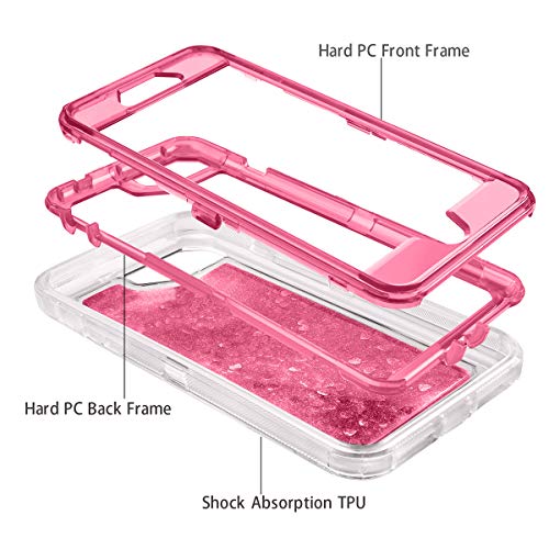 Coolden Case for iPhone SE 2020 Cases Protective Glitter Case for Women Girls Cute Bling Sparkle Heavy Duty Hard Shell Shockproof TPU Case for 4.7 Inches iPhone SE 2nd Generation 8 7, Pink