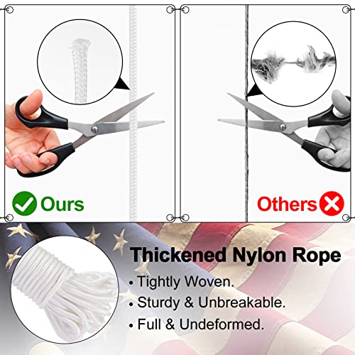 Flag Pole Rope Kit - 100ft Flag Pole Halyard Rope 1/4" Thick with 4 Pcs Zinc Alloy Swivel Snap Hooks for Flagpoles Up to 50ft, Double Braided Nylon Flagpole Line Rope Outdoor Flagpole Accessories