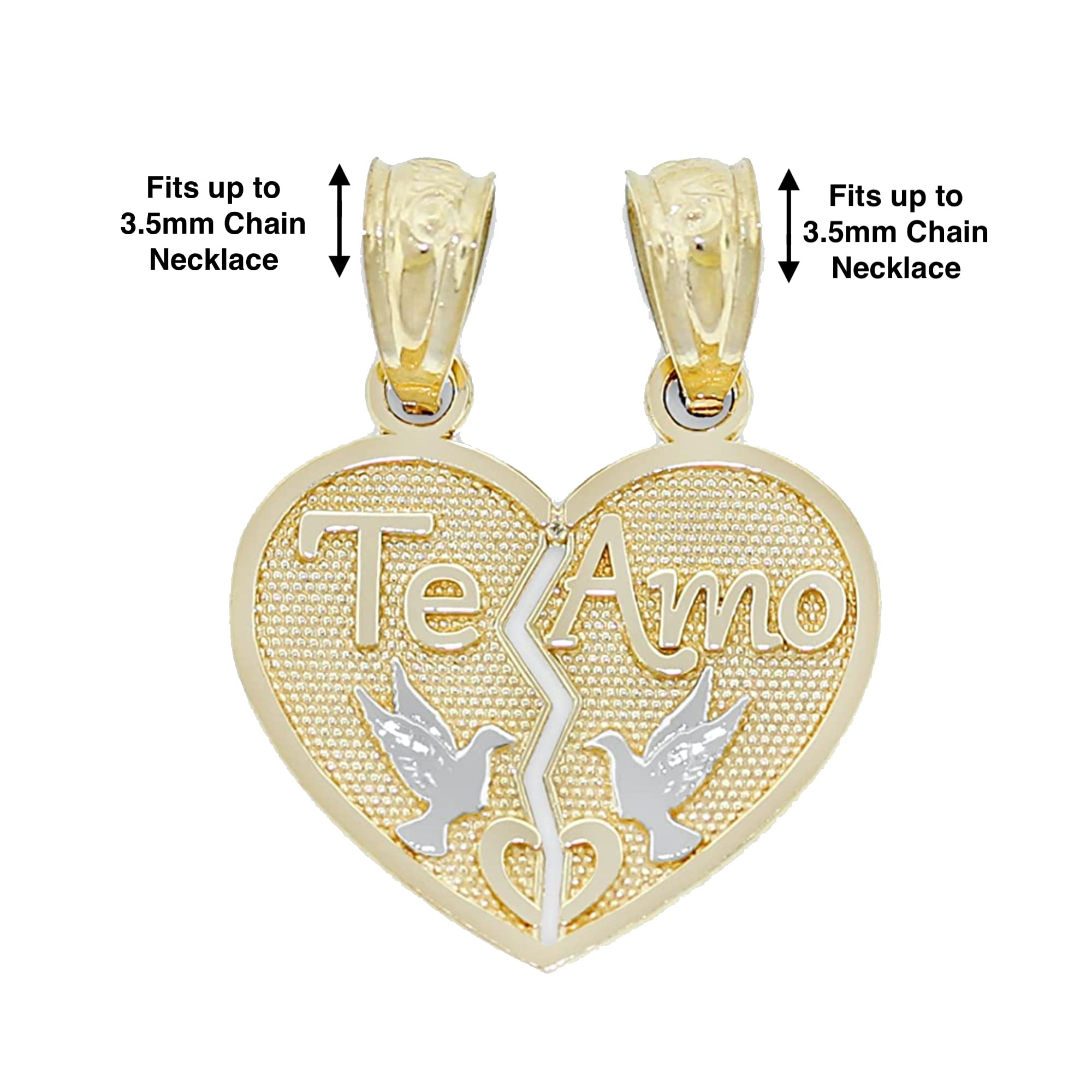 Charm America - Gold Break-Apart Te Amo Heart Charm - 14 Karat Solid Gold