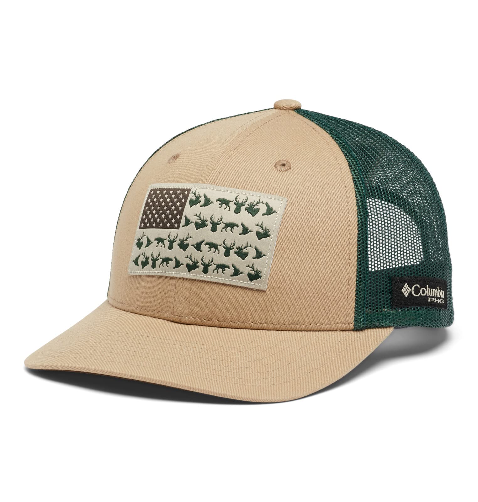Columbia Unisex PHG Game Flag Mesh Snap Back - High, Sahara/Dark Forest, One Size