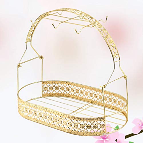 Operitacx Coffee Mug Holder with Saucer Organizer Cup Drying Rack 6 Cup Hooks Drainer Organizer Mug Tree Drinking Glass Holder Stand Mug Drainer Tray for Cups Mugs Cup Stand