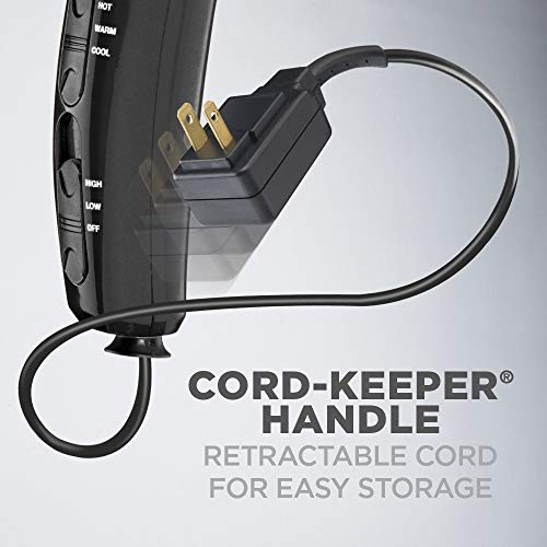 Conair 1875 Watt Cord Keeper Hair Dryer, Black - Amazon Exclusive