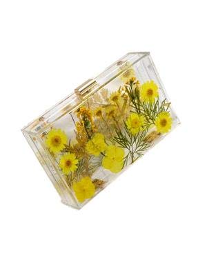 Transparent Floral Imprinted Acrylic Box Clutch