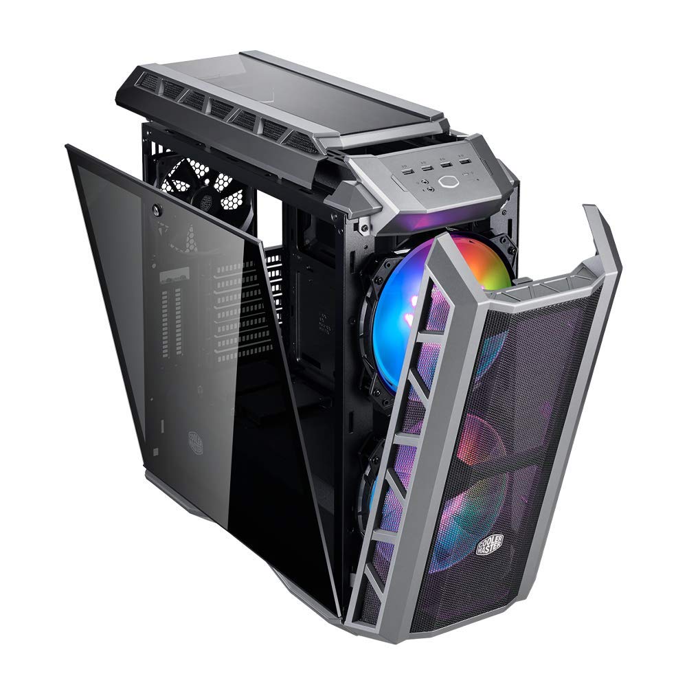 Cooler Master MasterCase H500P Mesh Gun ARGB Airflow ATX Mid-Tower with Dual 200mm Customizable ARGB Lighting Fans, Mesh Front Panel, and Tempered Glass Side Panel (MCM-H500P-MGNN-S11)