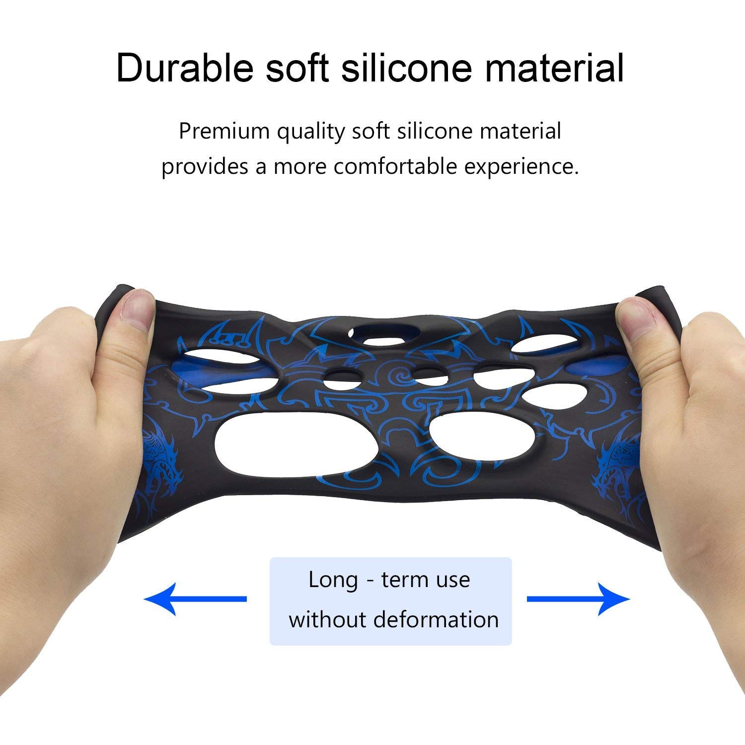 Controller Skin for PS4,BRHE Anti-Slip Grip Silicone Cover Protector Case Compatible with PS4 Slim/PS4 Pro Wireless/Wired Gamepad Controller with 2 Dragon Carving Thumb Grip Caps