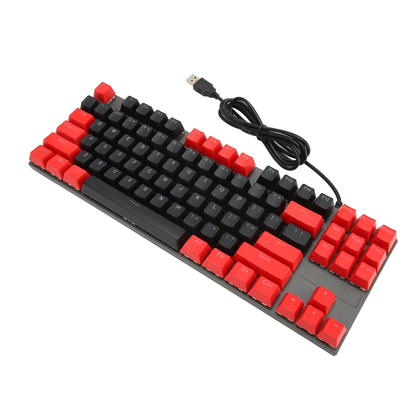 Garsentx Mechanical Gaming Keyboard, 87 Keys Waterproof Blue Switch USB Wired Office Keyboard with RGB Breathing Backlit, Quick Response, for Laptop Desktop PC (Wired Black Red)