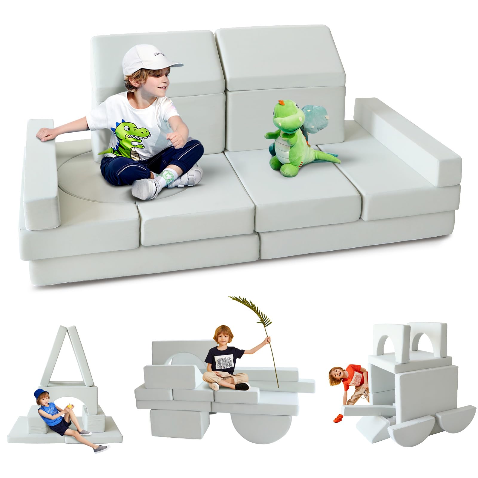 Lifestan Modular Kids Couch 14PCS, Play Couches for Creative Toddlers, Foldable Foam Couch for Playroom, Convertible Explorer Play Sofa Set for Indoor Playing, Creating, Sleeping1