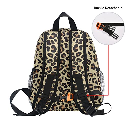 Leopard Cheetah Kids School Backpack Toddler Preschool Shoulder Bookbag Kindergarten Elementary School Bag for Small Boys Girls