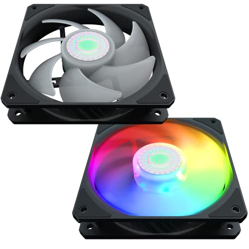 Cooler Master SickleFlow 120 V2 ARGB Square Frame Fan, ARGB 3-Pin Customizable LEDs Air Balance Curve Blade, Sealed Bearing, 120mm PWM Control for Computer Case & Liquid Radiator (Pack of 1)