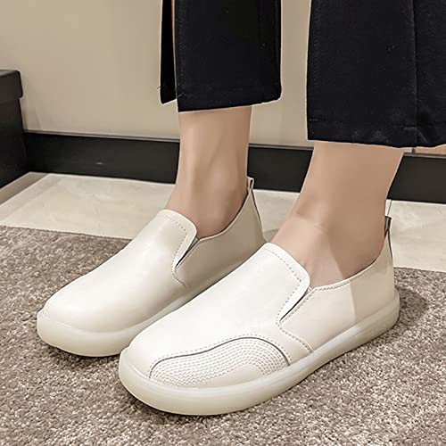 FASDNENDYS Fashion Summer and Autumn Women Casual Shoes Flat Soft Bottom Solid Color White and Comfortable Summer Sandals