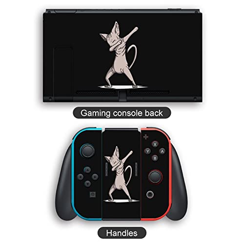 Funny Dabbing Sphynx Cat Decal Stickers Cover Set Full Wrap Skin for Switch Protection Faceplate Sticker for Switch