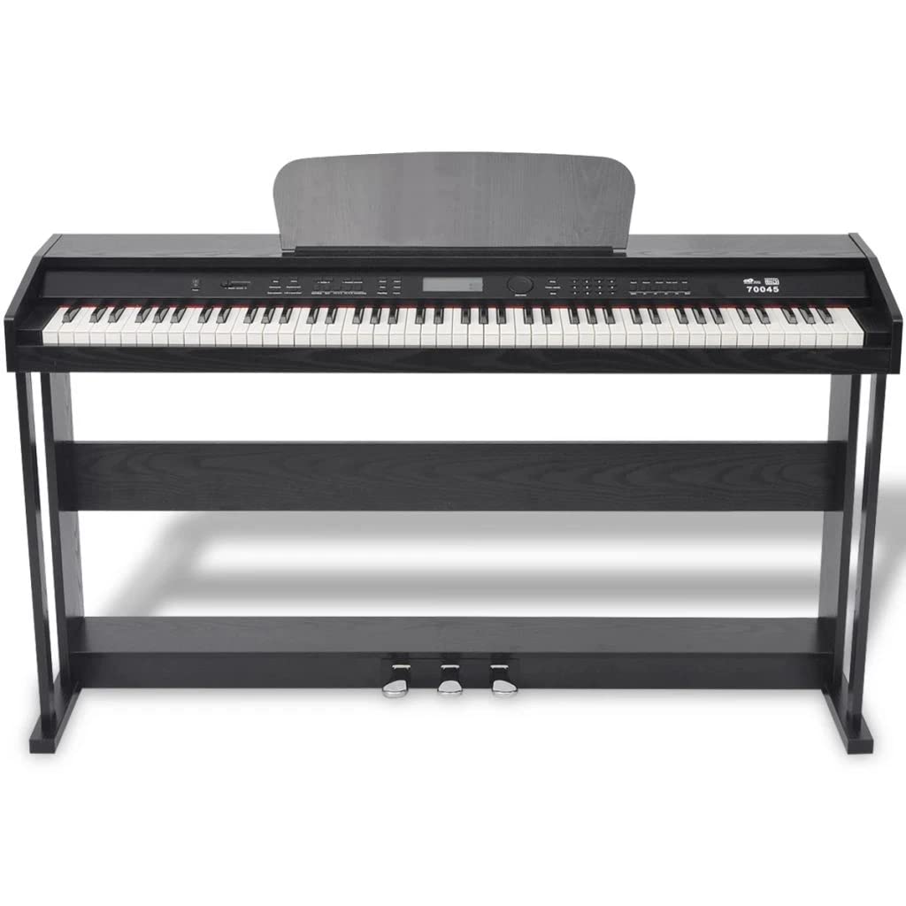 vidaXL 88-Key Digital Piano w/Pedals Black Melamine Board Keyboard Music