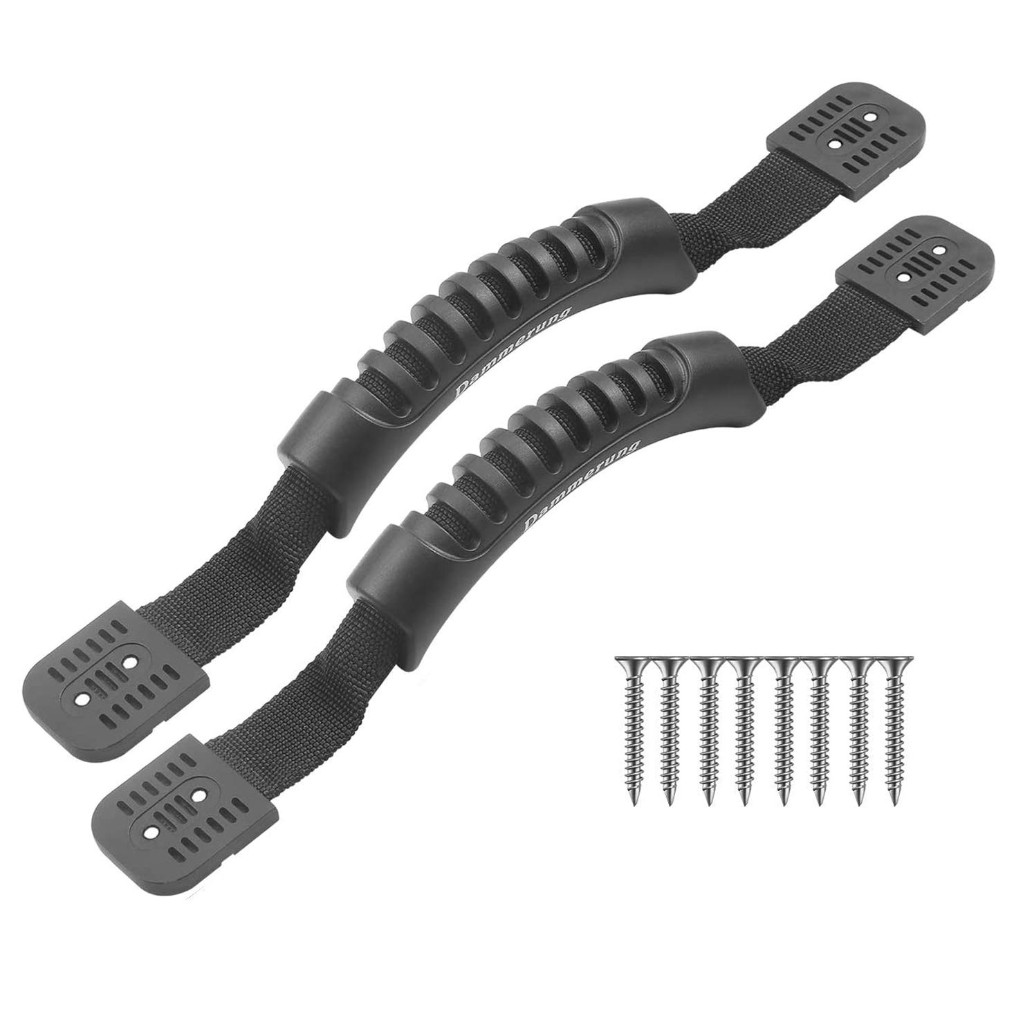 Dammerung Kayak Carry Handles with Screws Canoe Boat Side Mount Carry Replacement Handles Slightly Flexible Rubber Handles&600D Nylon Strap (2 hole Orange 4Pcs)