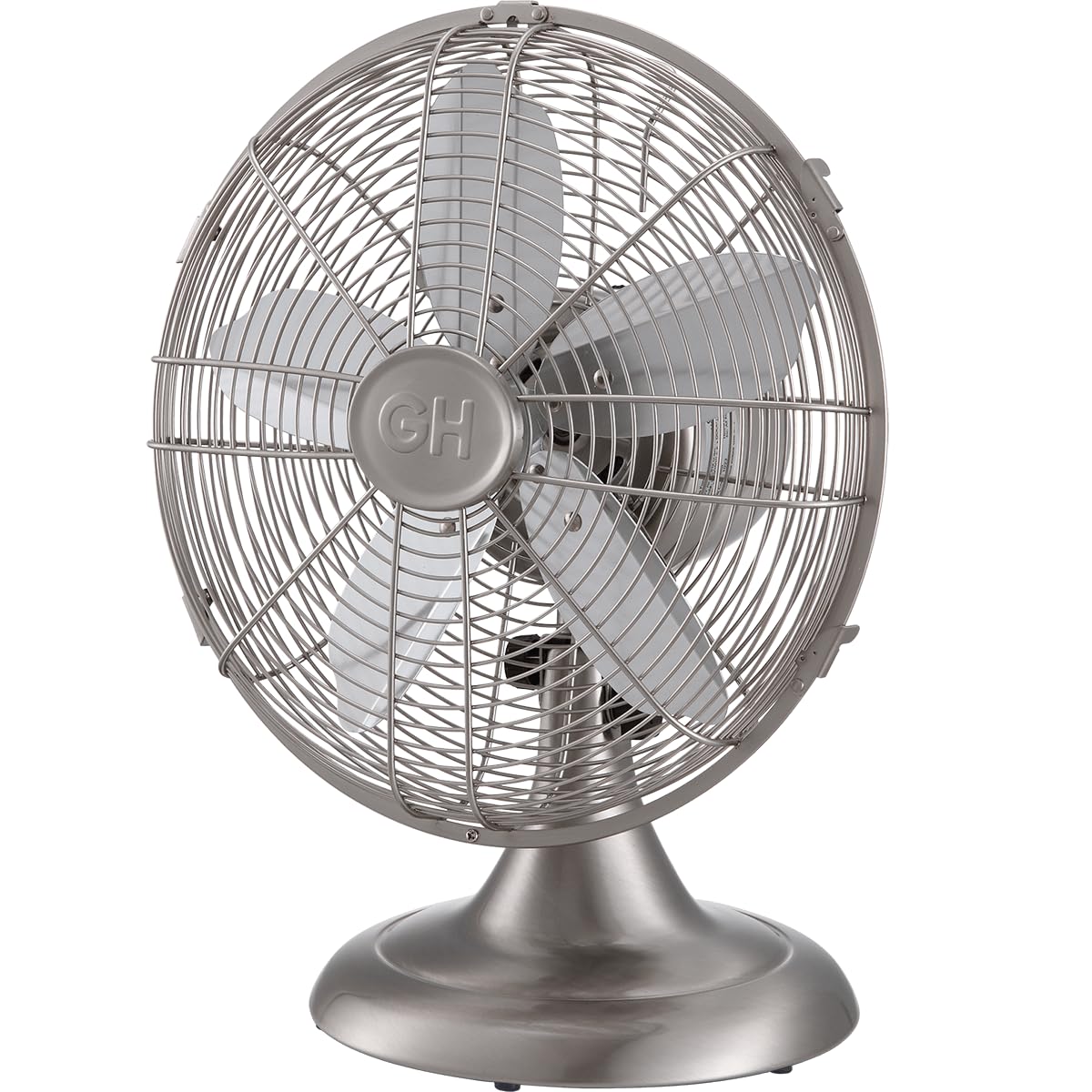 Good Housekeeping All-Metal (92605) Oscillating 12" Retro Desk Office Table Fan (Brushed Nickel)