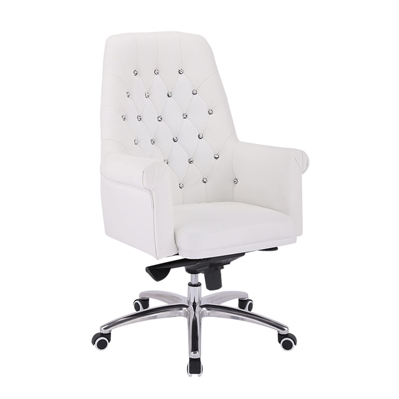 Comfortable Swivel Chair Office Swivel Chair Heavy Duty Ergonomic Computer Desk Chair with Arms High Back Adjustable Lumbar Support Task Chair Executive Leather Chair (White) Adjust Rolling Chair
