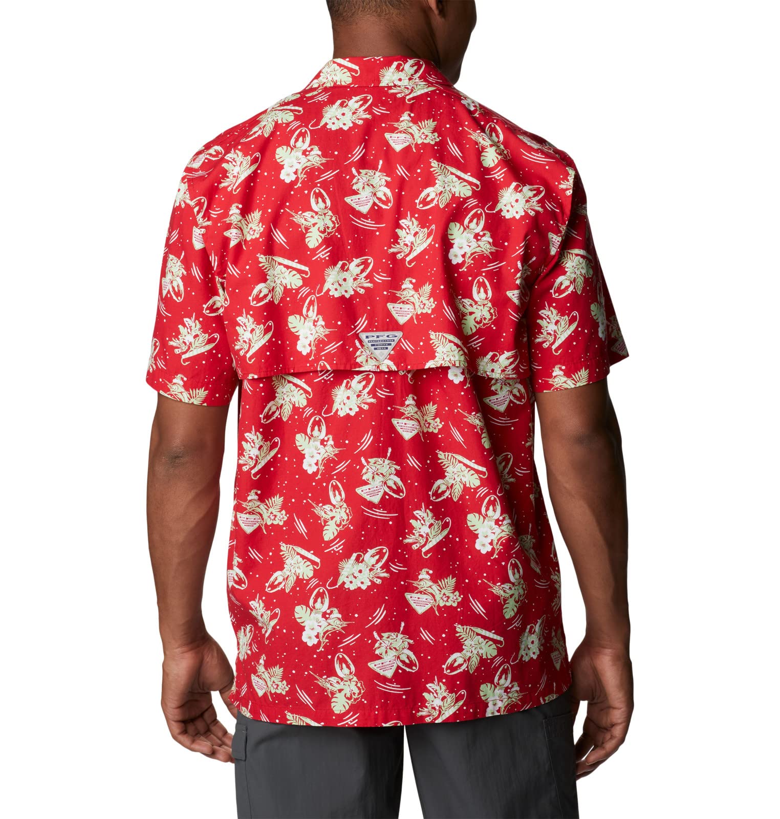Columbia Men's Trollers Best Short Sleeve Shirt, Red Spark Lite Me Up Print, X-Large