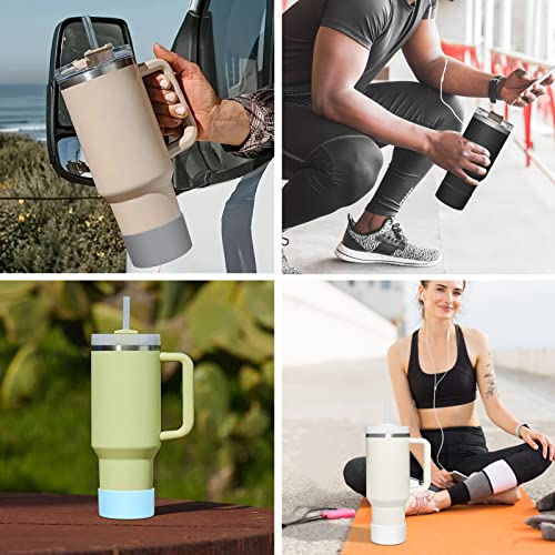 Straw Spill Stopper Cover Boot Sleeve Set for Stanley Cup 40 oz 30 oz Quencher H2.0, 4 Leak Sproof Stopper, 2 Tumbler Silicone Boot, 2 Straw Cover Cap for Stanley Cup Accessories