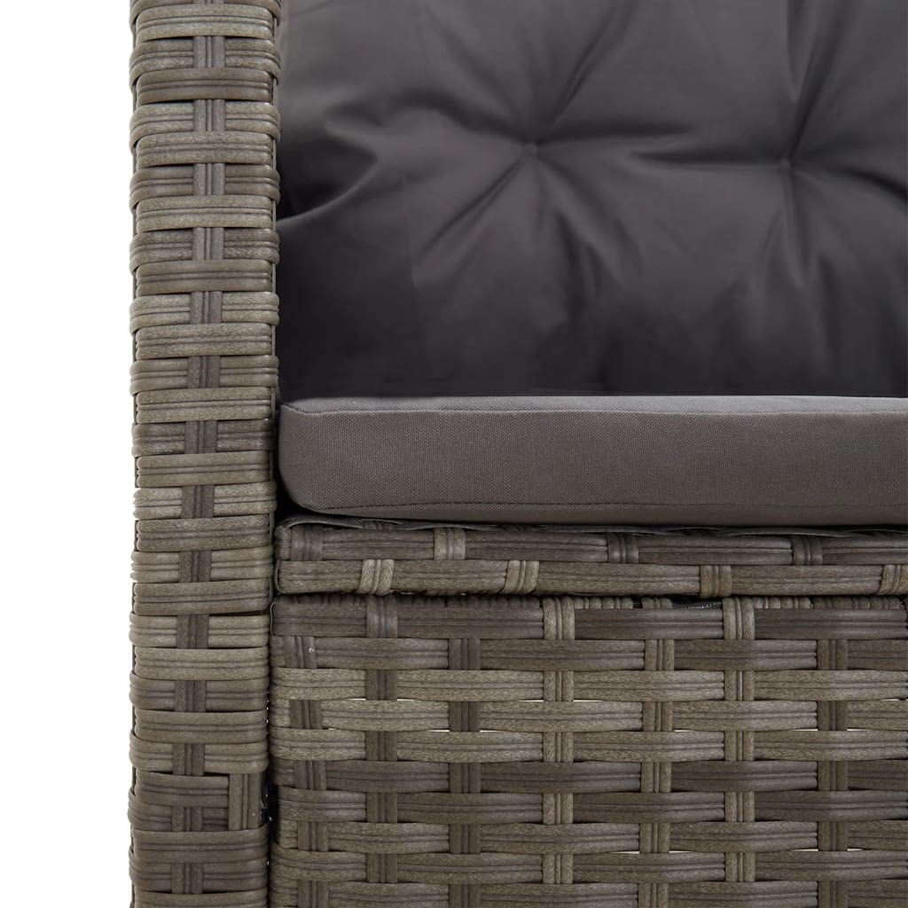 KTHLBRH Reclining Patio Bench with Cushions Gray 46.5" Poly Rattan Garden Bench Deck Bench Porch Bench Outdoor Bench for patios, Gardens, Decks