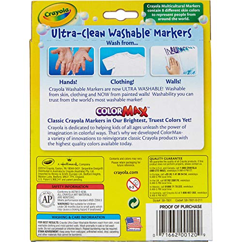 Crayola Multicultural Markers, Washable Broad Line Markers, 8 Count