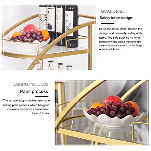 TEmkin Bar Cart Bottle Wine Rack,All Purpose Shelving, 3 Tier Serving Trolley, Metal Mesh Storage Units (A White Marble)