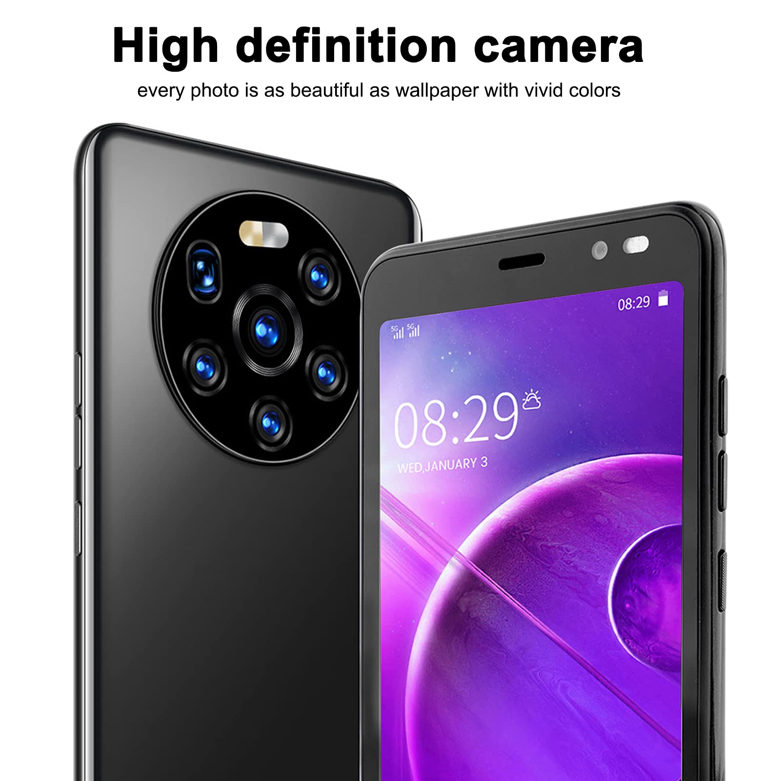 Garsentx Mate40 Pro Unlocked Smartphone, 5.45in HD Full Screen Cell Phones with Dual-Core CPU Dual SIM Card Front Rear Dual Cameras Support Face Recognition 128GB Expandable Storage(512MB+4GB)