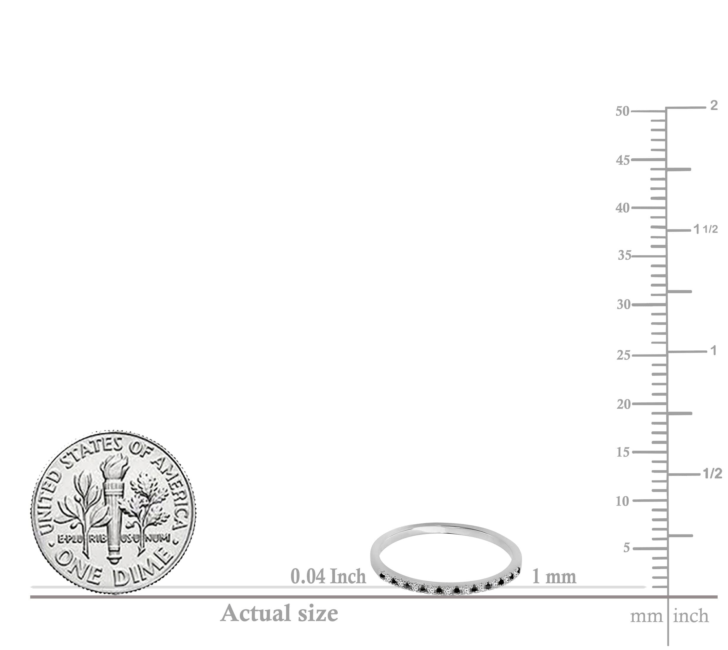 Dazzlingrock Collection 0.09 Carat (ctw) Round Black & White Alternate Diamond Dainty Stackable Wedding Band for Women in 10K White Gold, Size 7